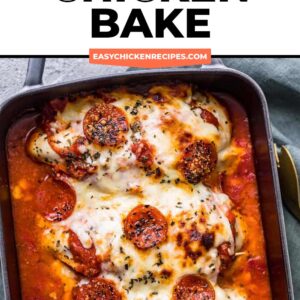 Pizza Chicken Bake (Pepperoni Pizza Stuffed Chicken Breast) - VIDEO!!